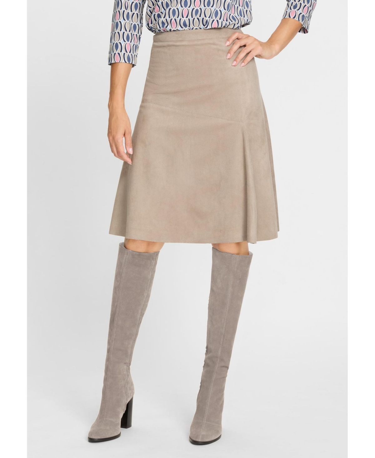 Click here for Olsen Womens Faux Suede A-Line Skirt - Dark taupe prices