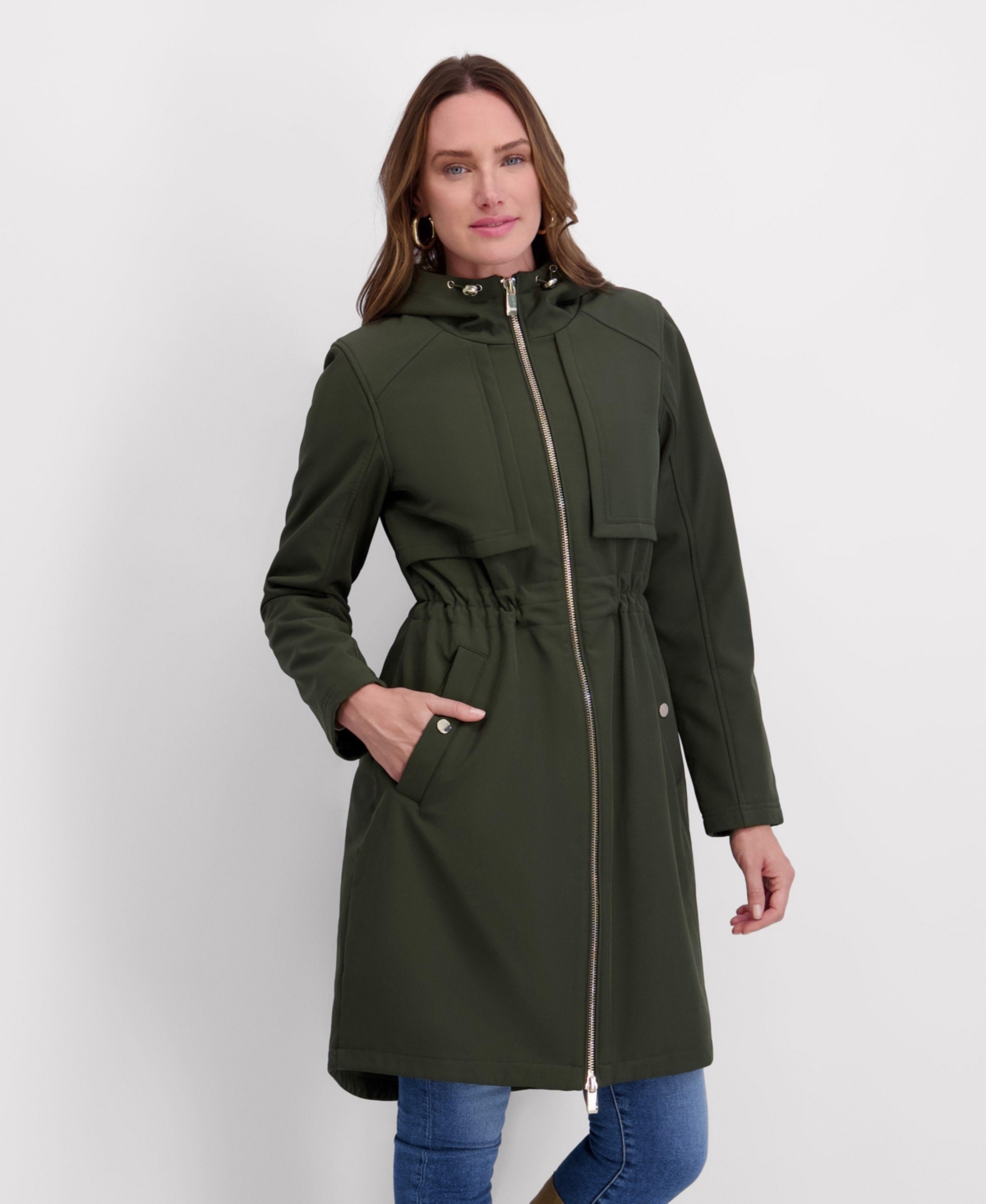 Click here for Kensie Womens Shirttail Cinched Waist Hooded Softs... prices