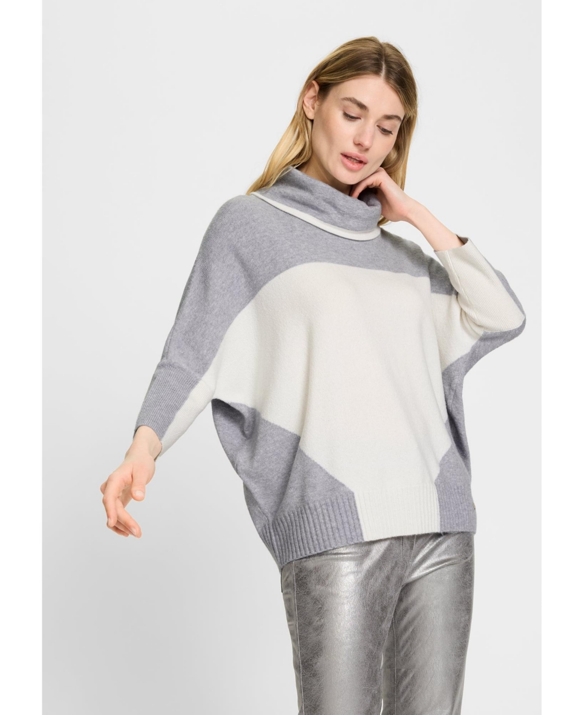 Click here for Olsen Oversized Turtleneck Sweater - Misty grey me... prices