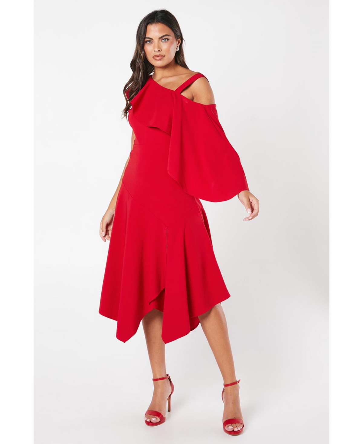 Click here for Coast Womens One Shoulder Ruffle Crepe Midi Dress... prices