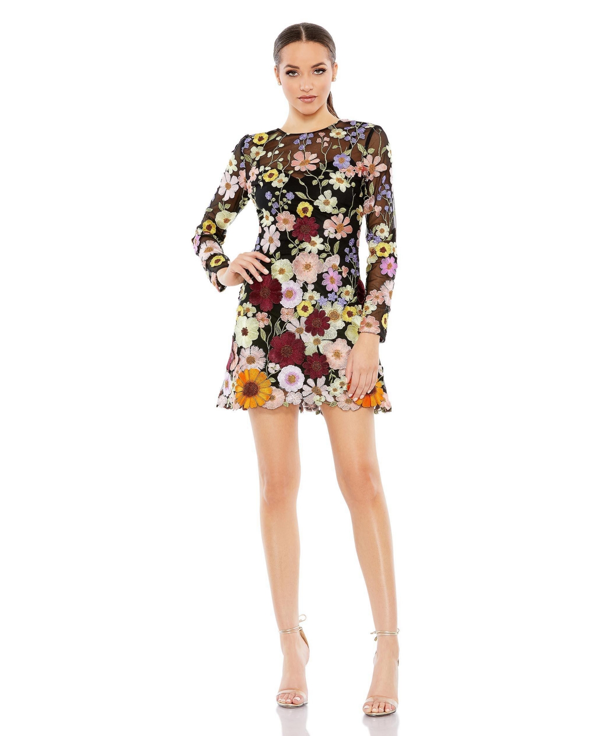 Click here for Mac Duggal Womens Sequined High Neck Ruffled Flutt... prices