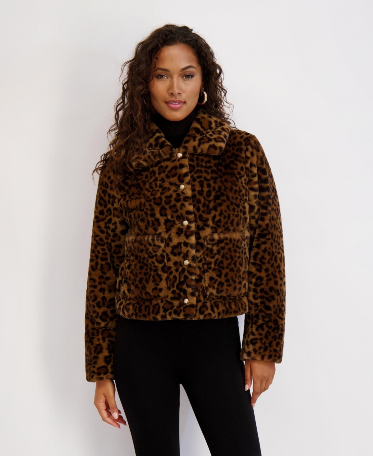 Click here for Kensie Womens Short Faux Leopard Patch Pocket Jack... prices