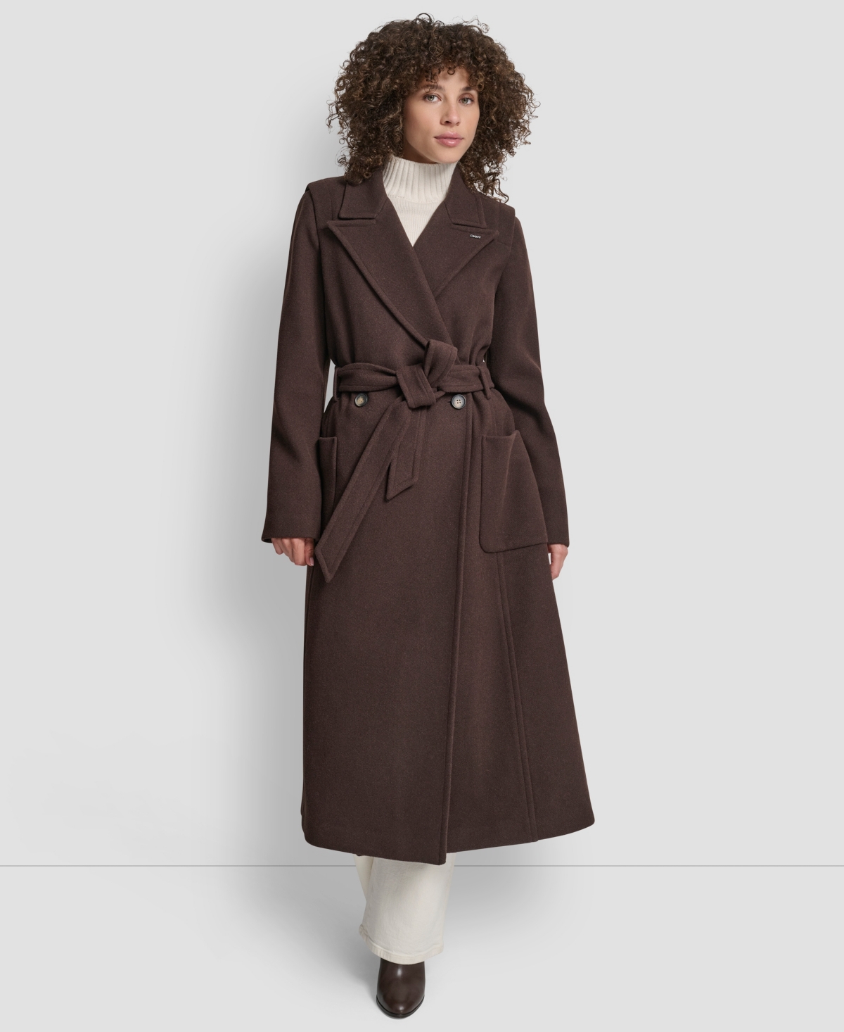 Click here for Dkny Womens Notch Collar Belted Wrap Coat - Bitter prices
