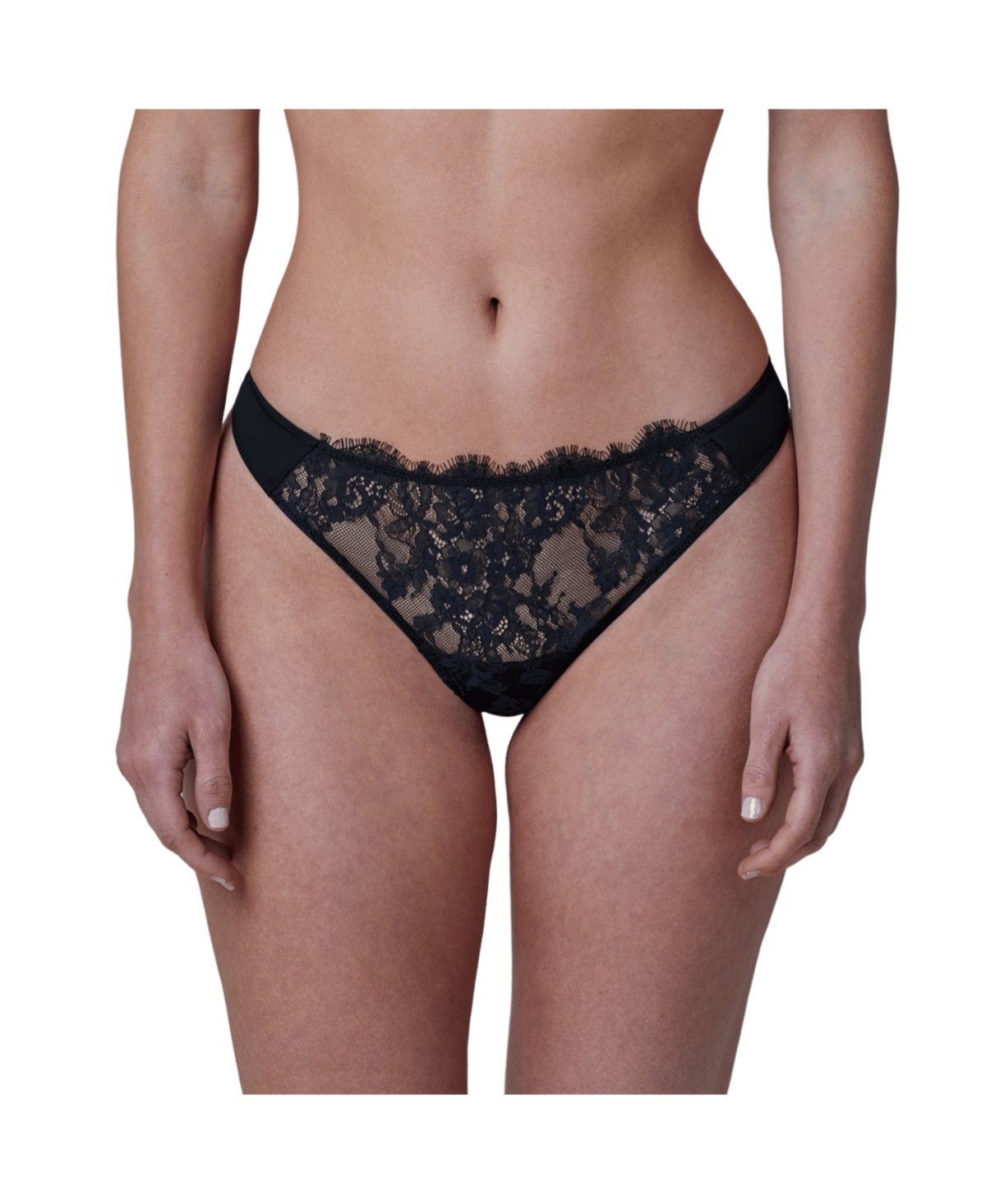 Click here for Skarlett Blue Womens Entice Front Lace Thong - Bla... prices