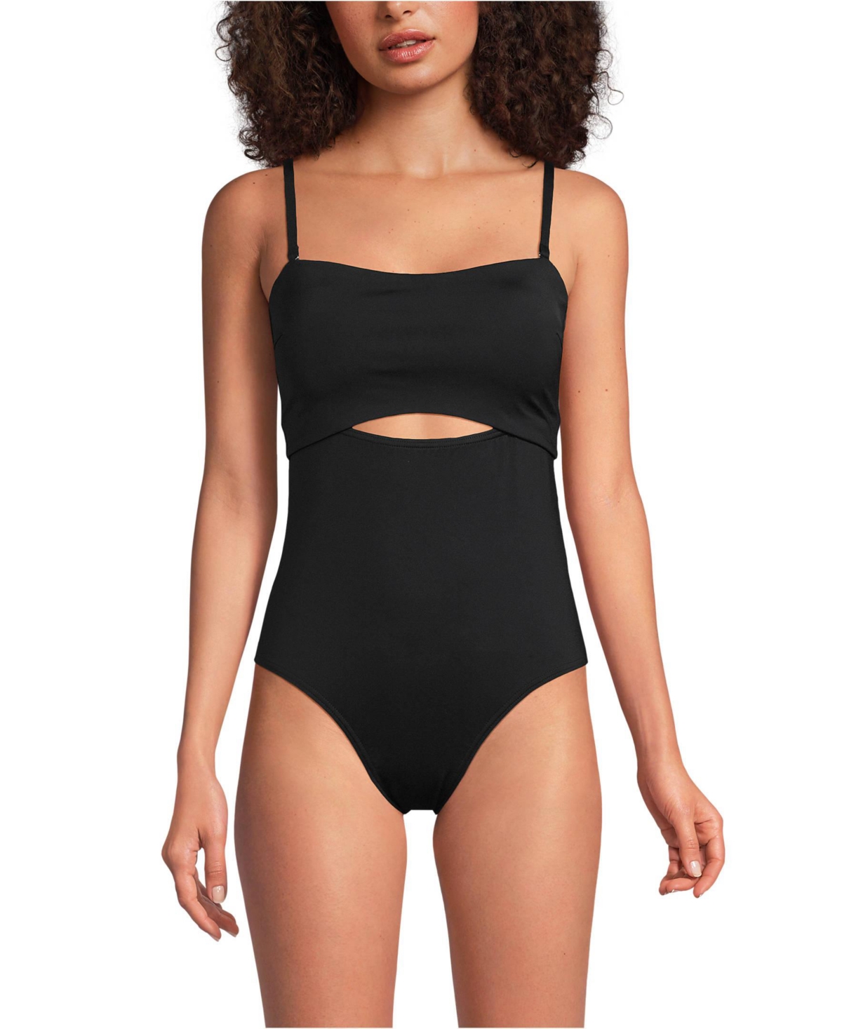Click here for Lands End Womens Bandeau Cut Out One Piece - Black prices