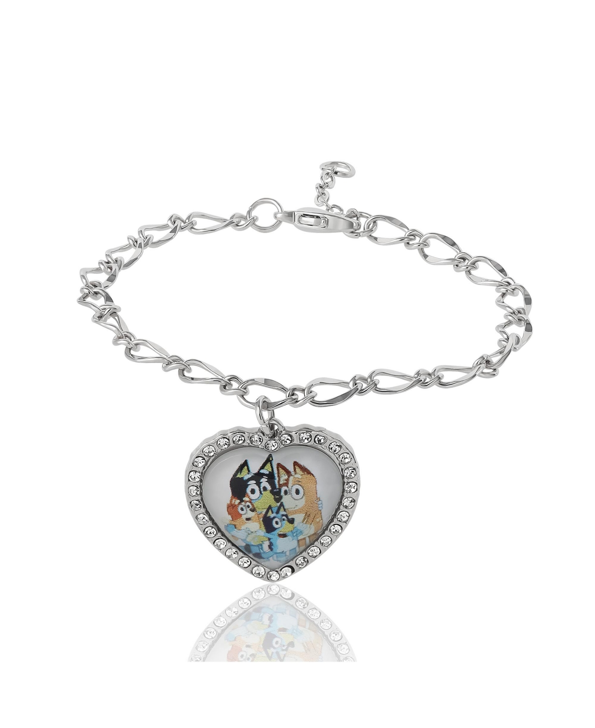 Click here for Bluey Heart Pendant Chain Bracelet - Silver Tone -... prices