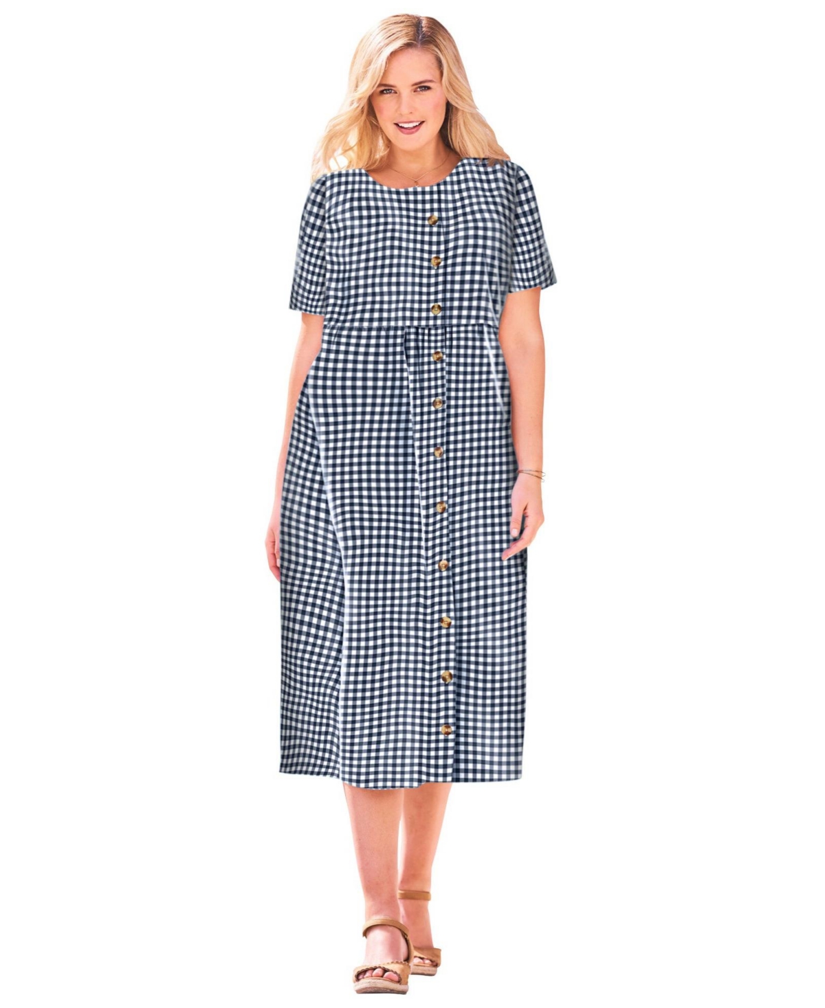 Click here for Woman Within Plus Size Short-Sleeve Seersucker Dre... prices