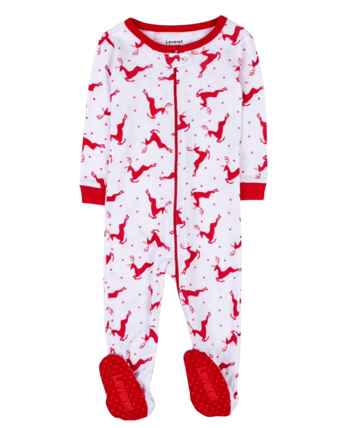 Click here for Leveret Kids Footed Cotton Pajamas  Reindeer Print... prices