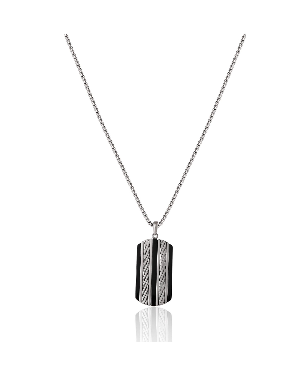 Click here for Mens Pendant Necklace with Striped Dog Tag - 22 Ch... prices