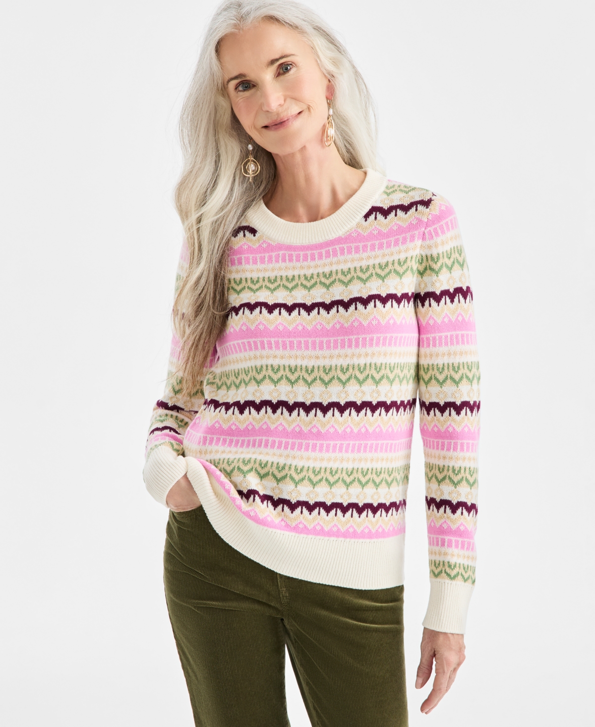 Click here for Style & Co Womens Crewneck Fair Isle Sweater  Macy... prices