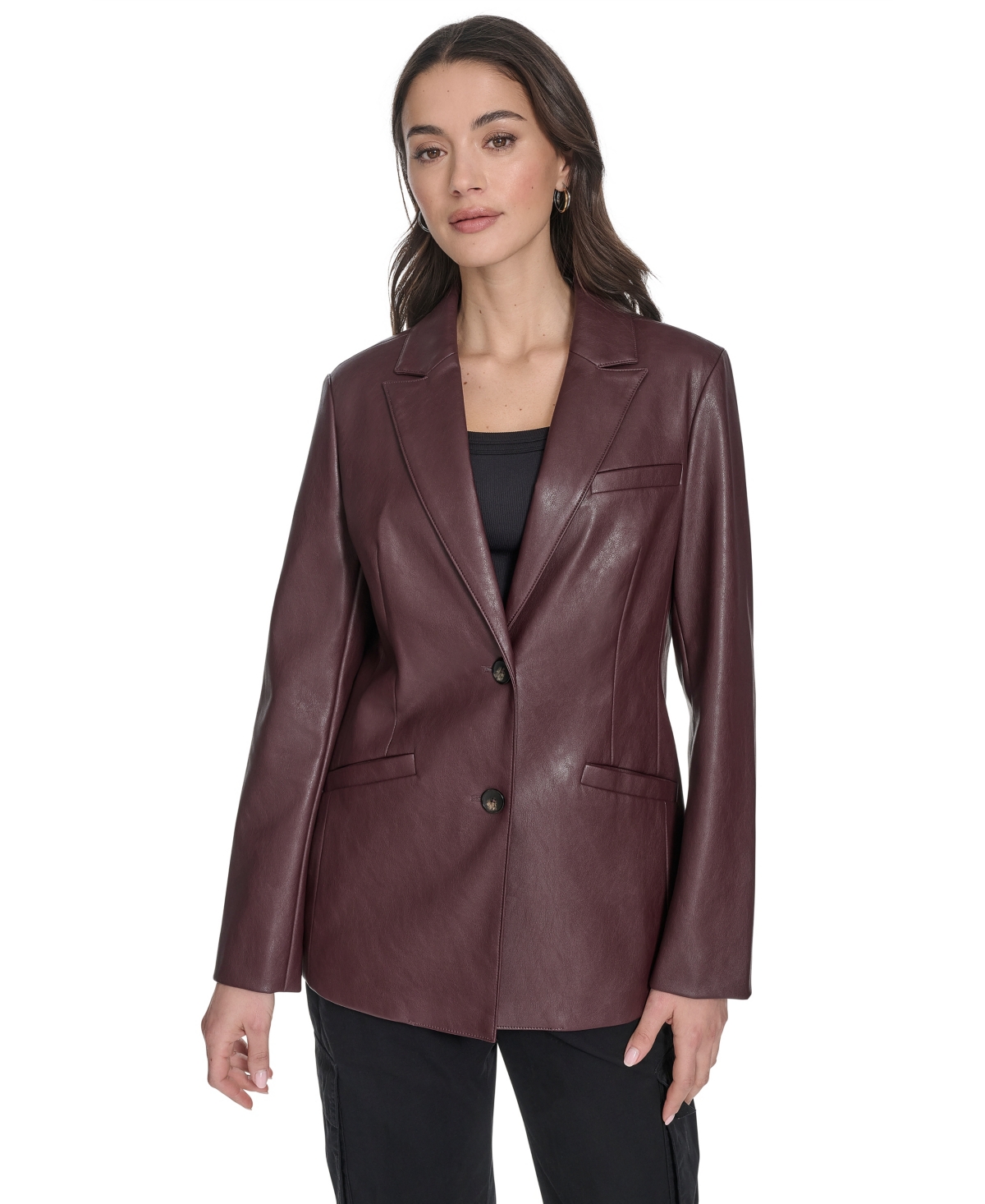 Click here for Levis Womens Single-Breasted Faux-Leather Blazer -... prices