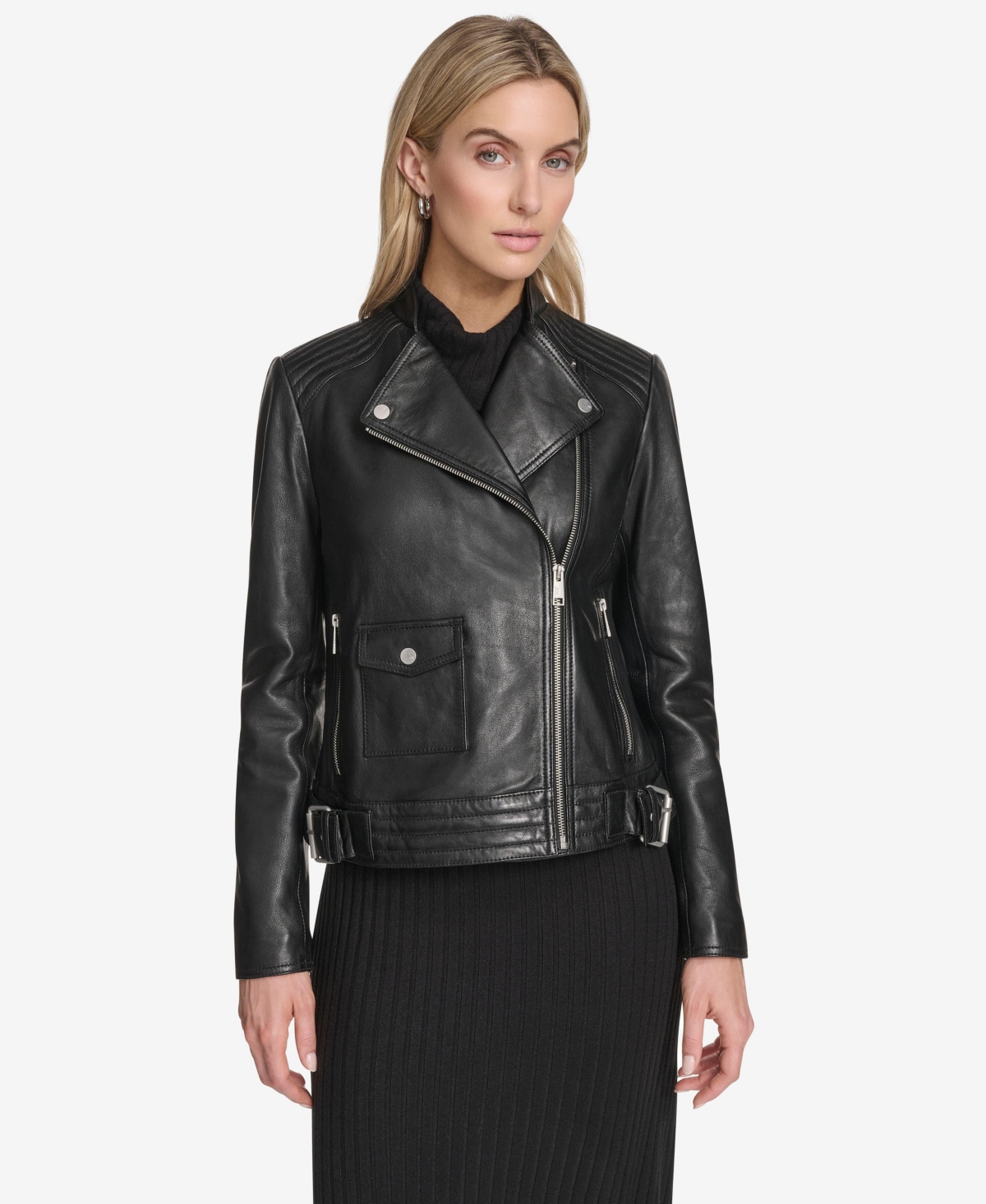 Click here for Andrew Marc Womens Frankie Moto Leather Jacket - B... prices