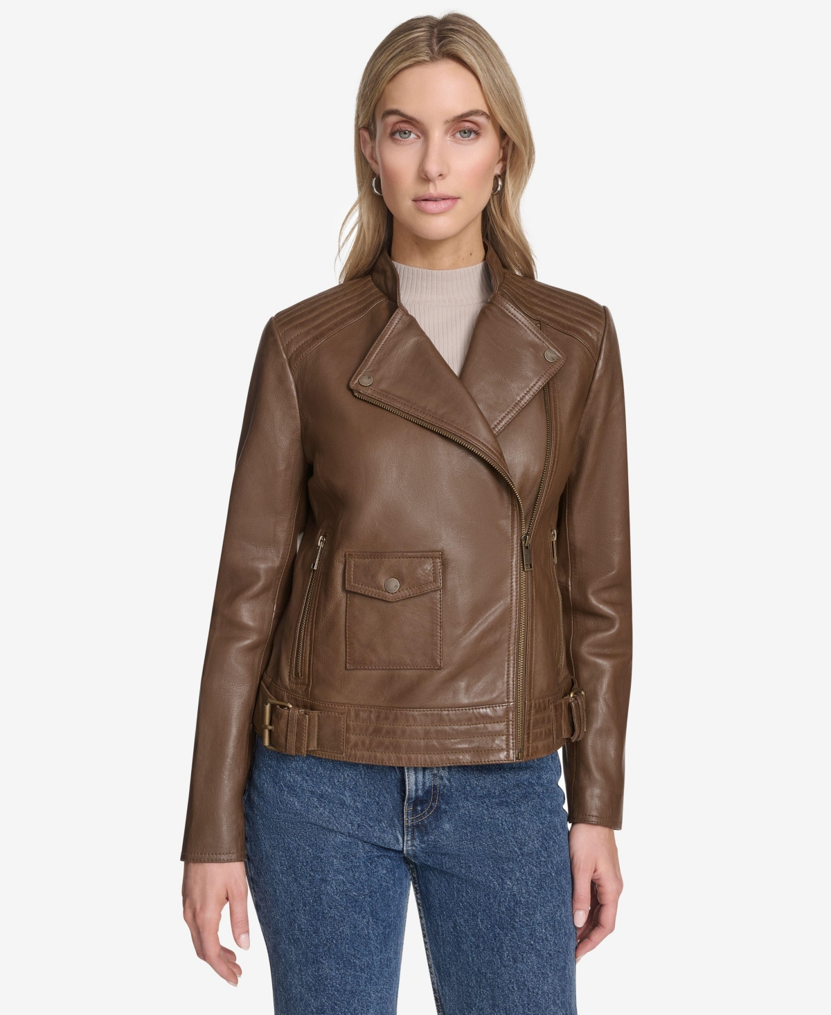 Click here for Andrew Marc Womens Frankie Moto Leather Jacket - O... prices