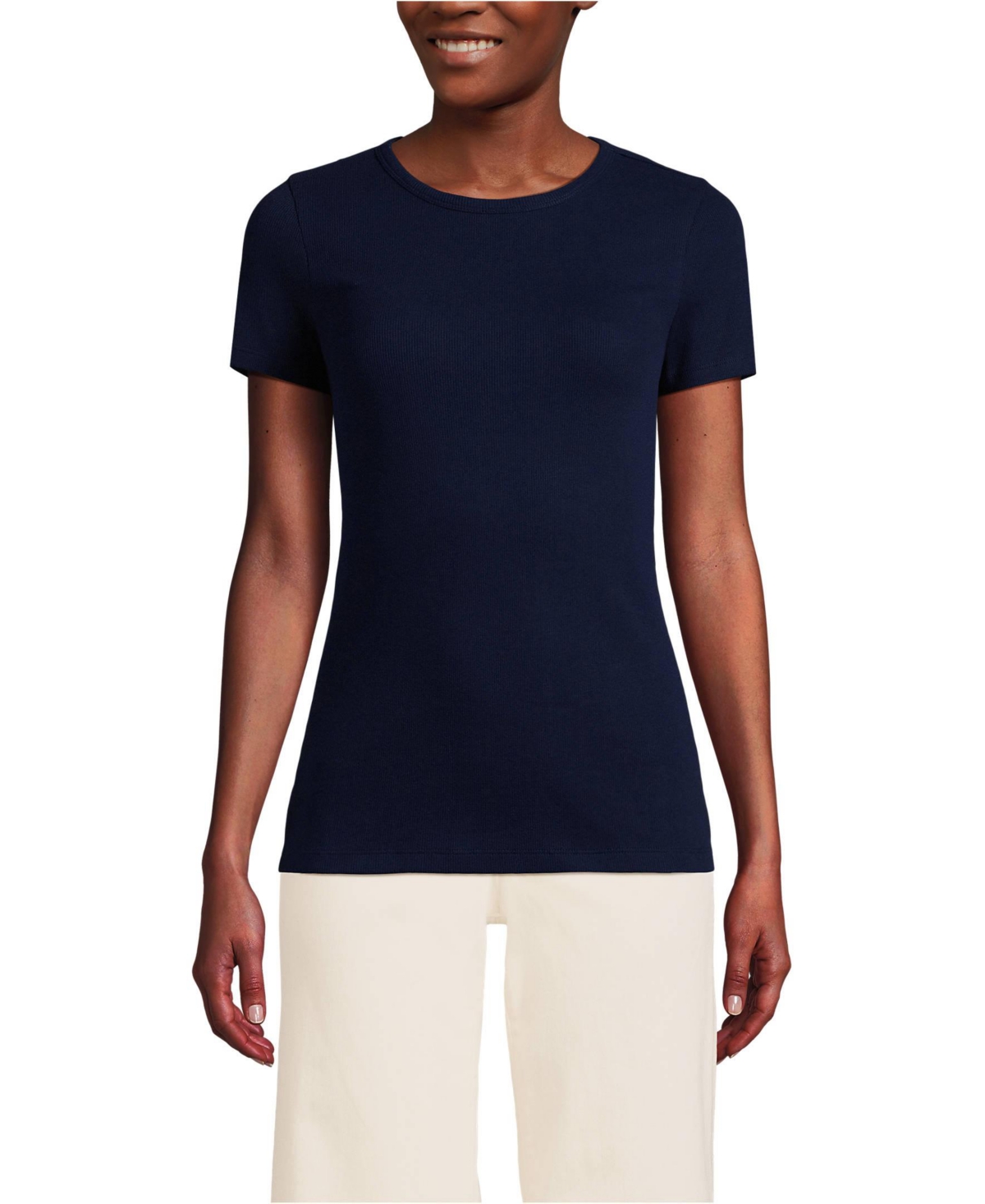 Click here for Lands End Womens Tall Micro Rib T-Shirt - Deep sea... prices