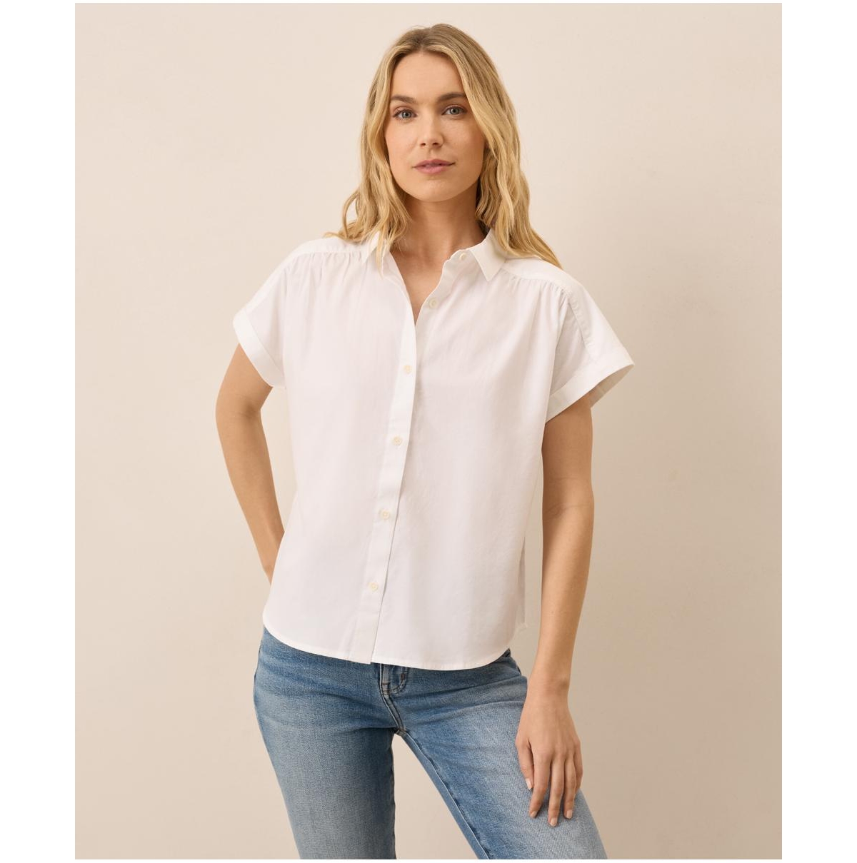 Click here for Pact Womens Organic Cotton All Day Poplin Shirred... prices