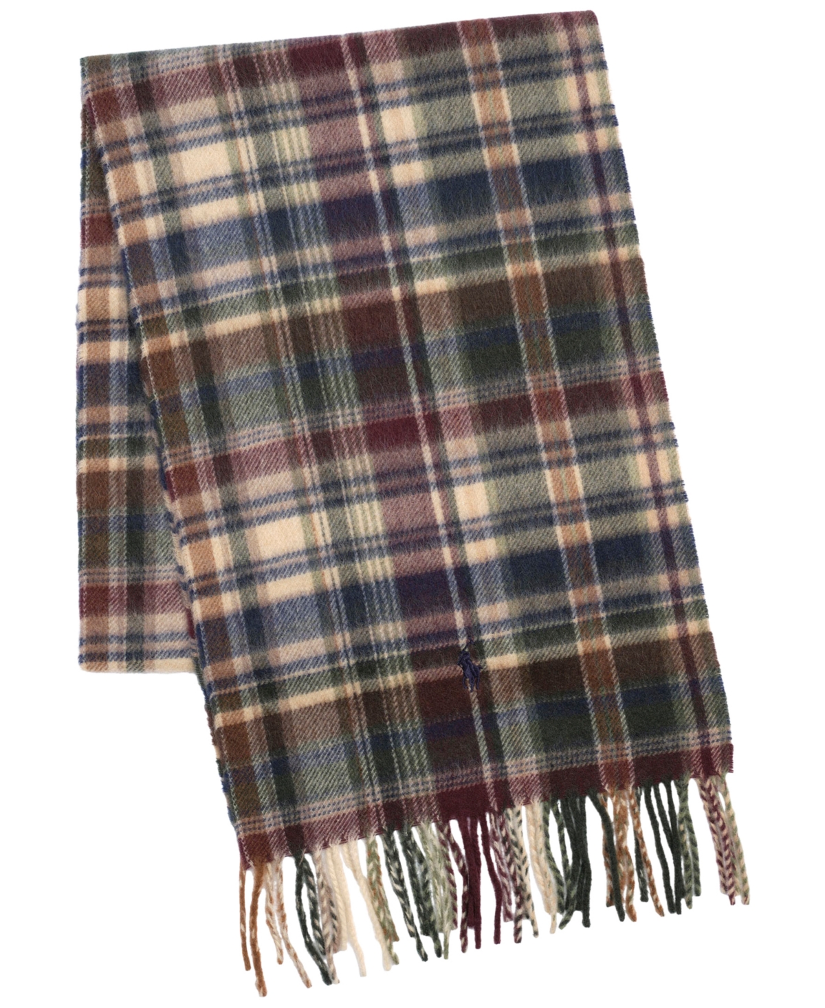 Polo Ralph Lauren Mens Cashmere Blend Plaid Scarf - Green Multi