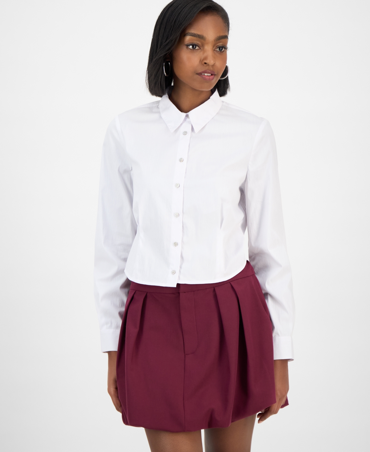 Click here for Bar Iii Womens Cropped Long-Sleeve Shirt  Macys Ex... prices