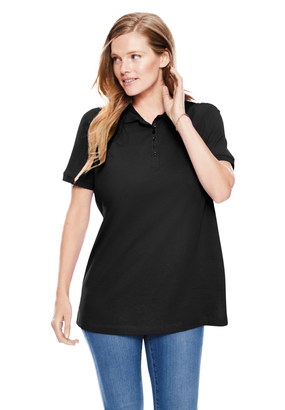Click here for Woman Within Womens Within Perfect Short-Sleeve Po... prices
