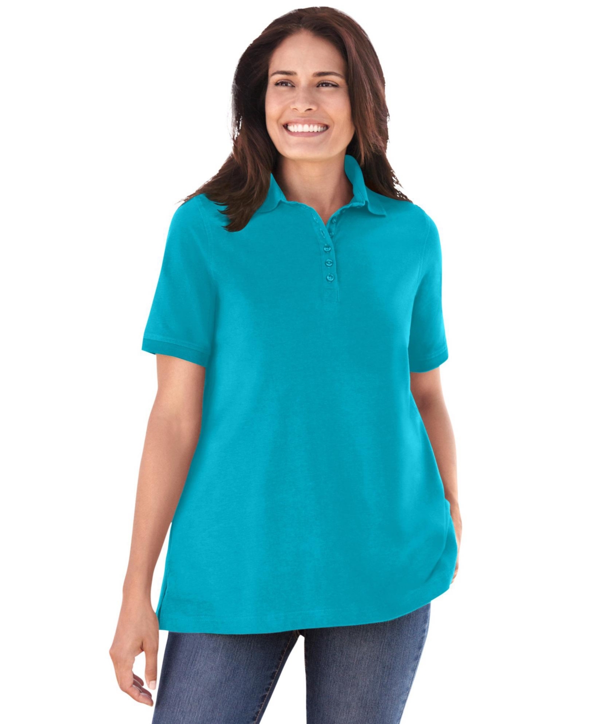 Click here for Woman Within Womens Within Perfect Short-Sleeve Po... prices