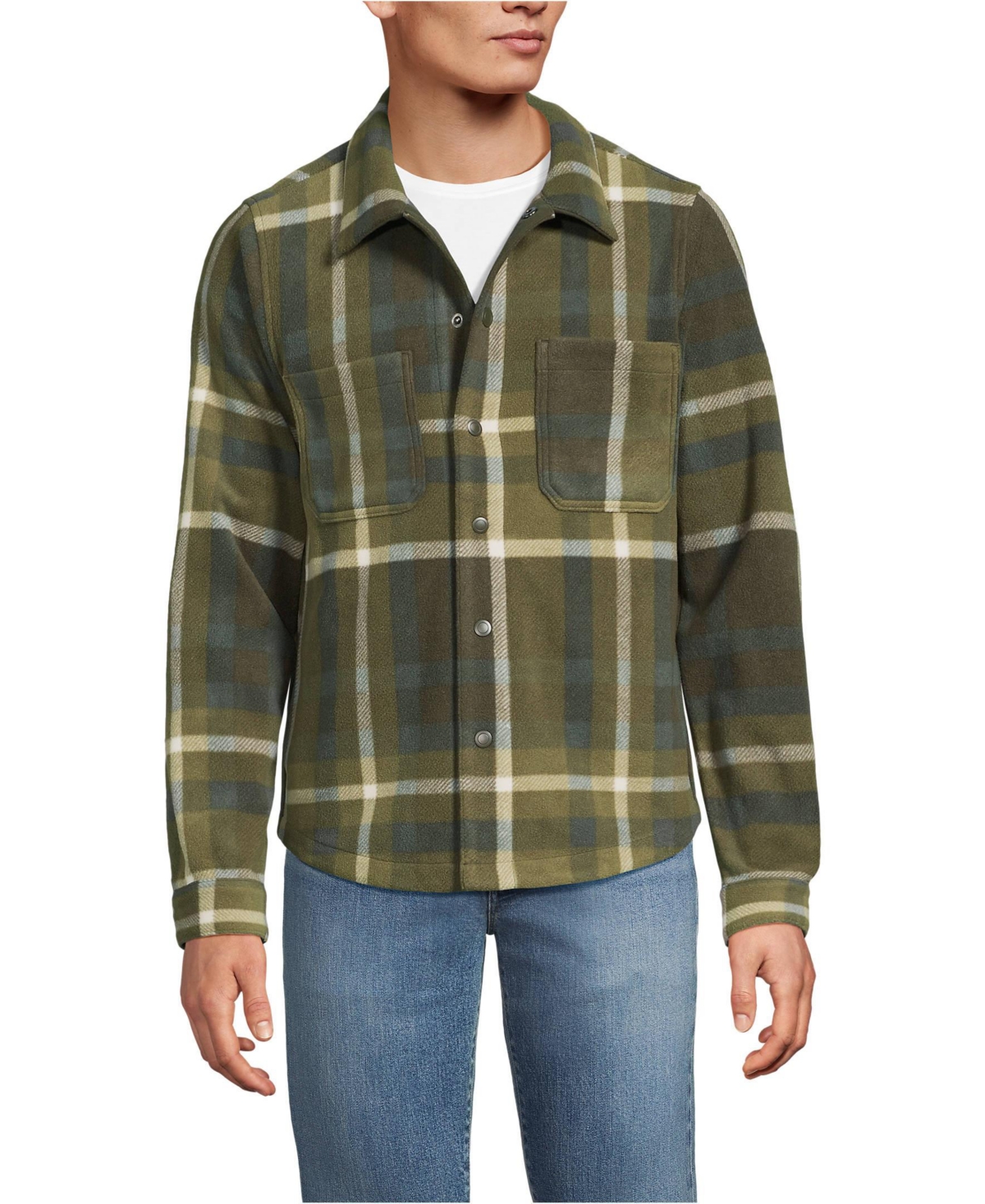 Click here for Lands End Mens Anyweather Fleece Shirt Jacket - Ha... prices