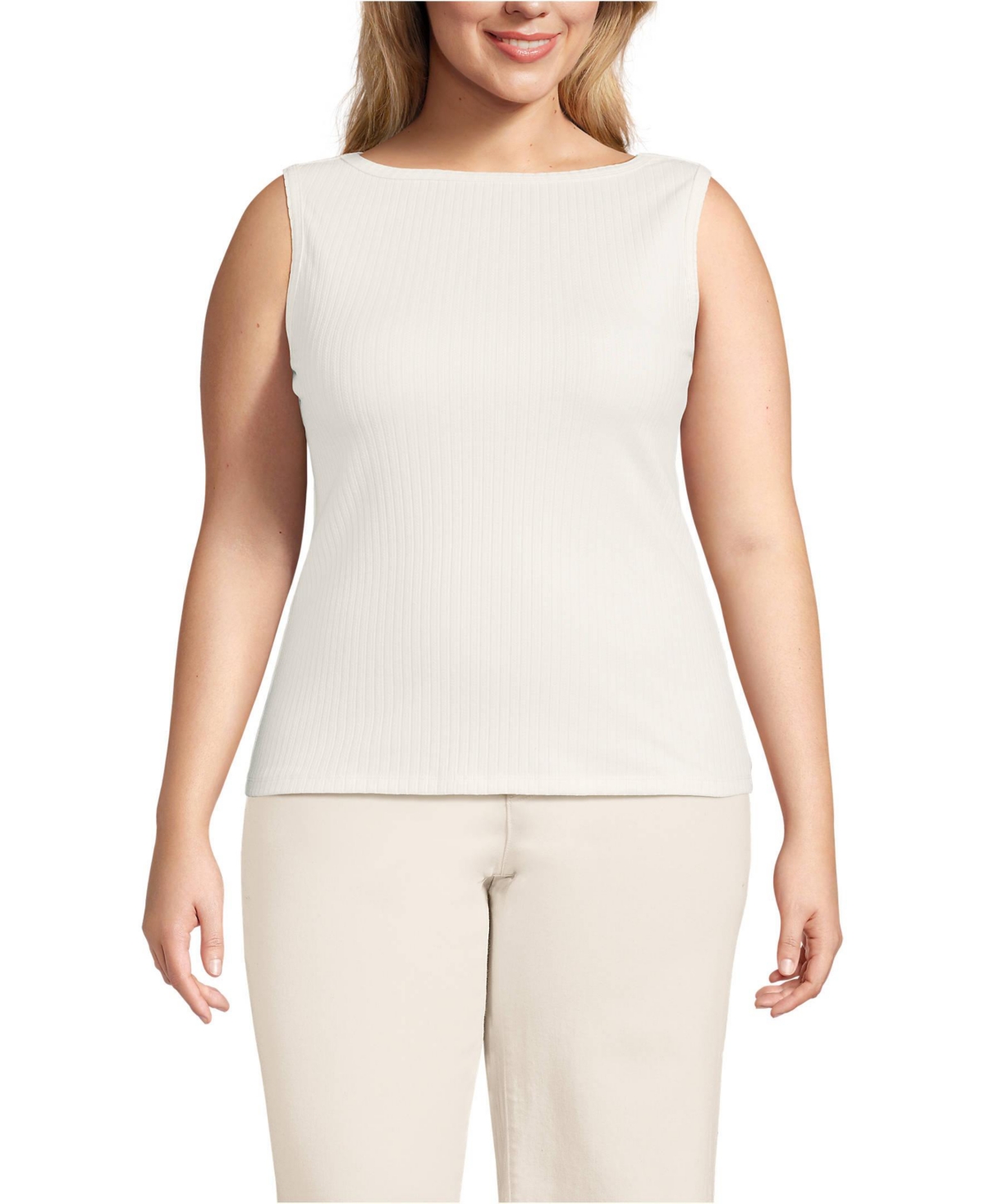 Click here for Lands End Womens Plus Size Sleeveless Pointelle Ri... prices