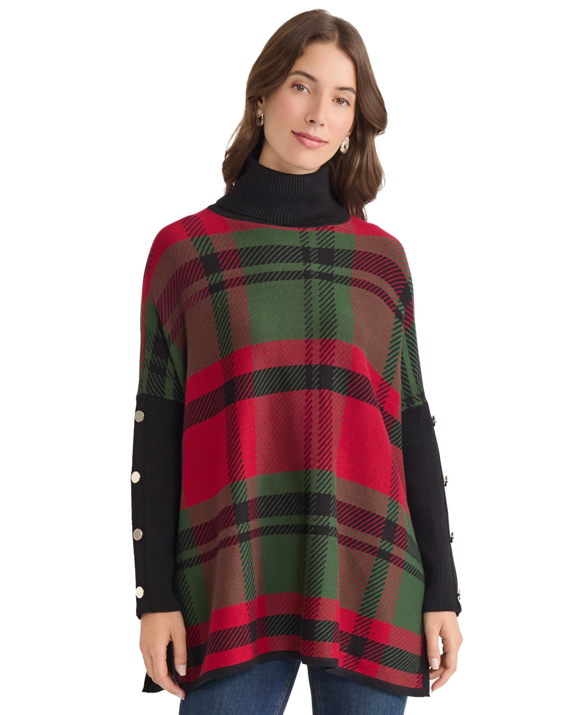 Click here for Jones New York Womens Plaid Turtle Neck Sweater -... prices