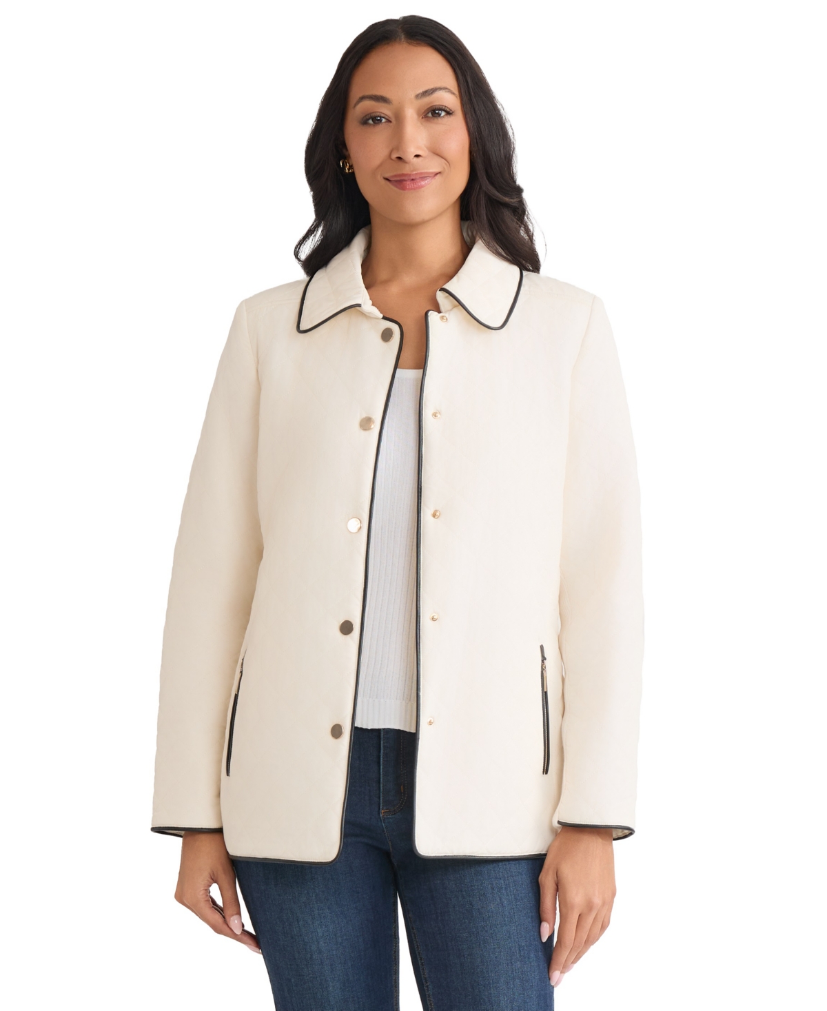 Click here for Jones New York Womens Quilted Snap Front Long Slee... prices