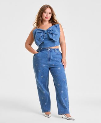 Click here for Disney Macys Plus Size Denim Minnie Mouse Bow Top... prices