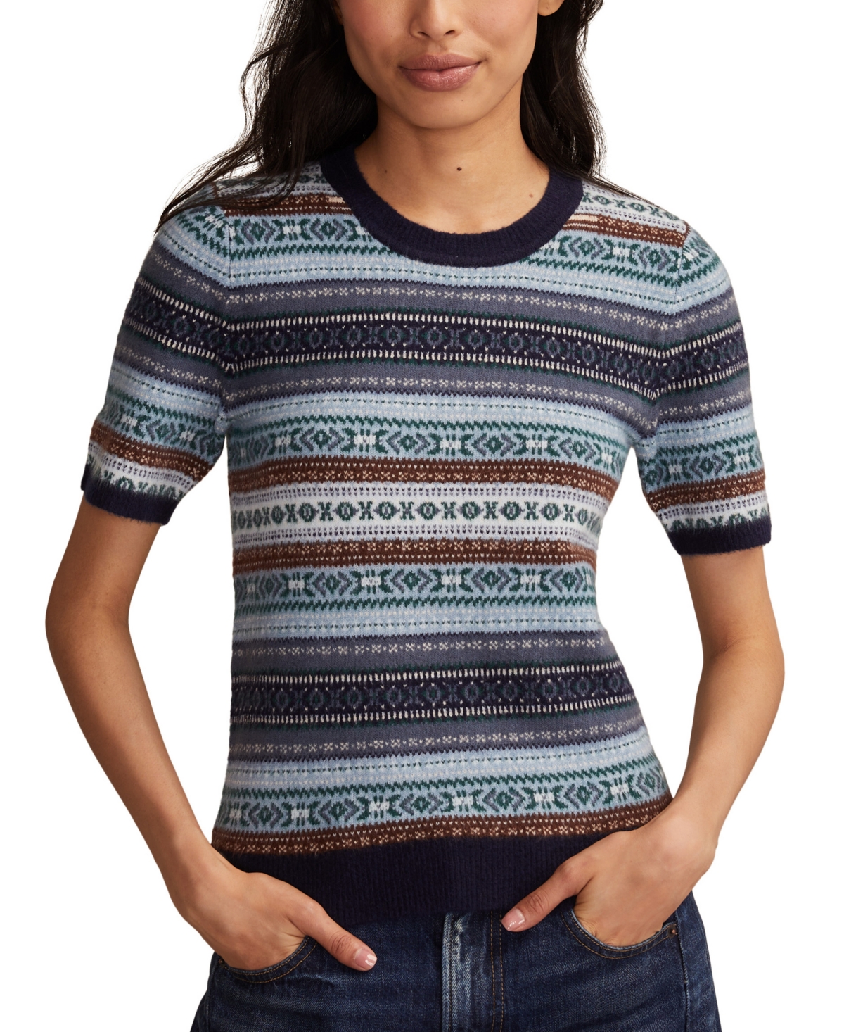 Click here for Lucky Brand Womens Fair Isle Crewneck Sweater - Fl... prices