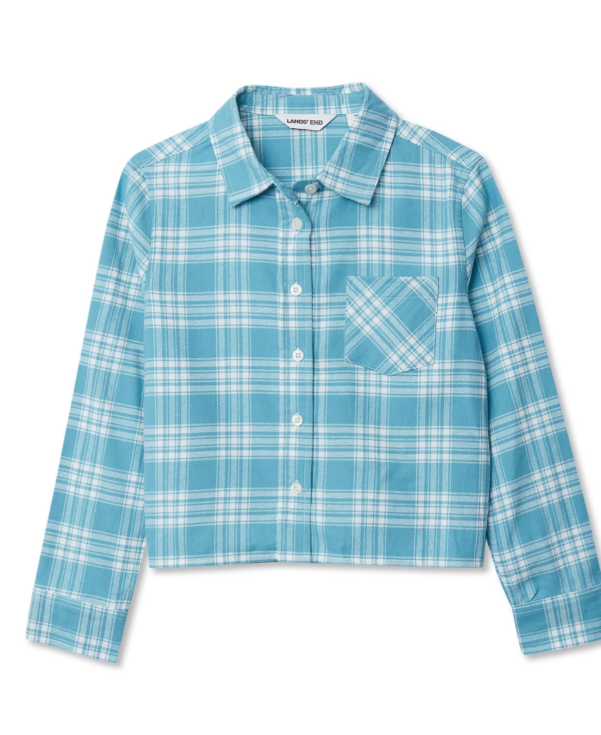 Click here for Lands End Girls Long Sleeve Cropped Flannel Shirt... prices