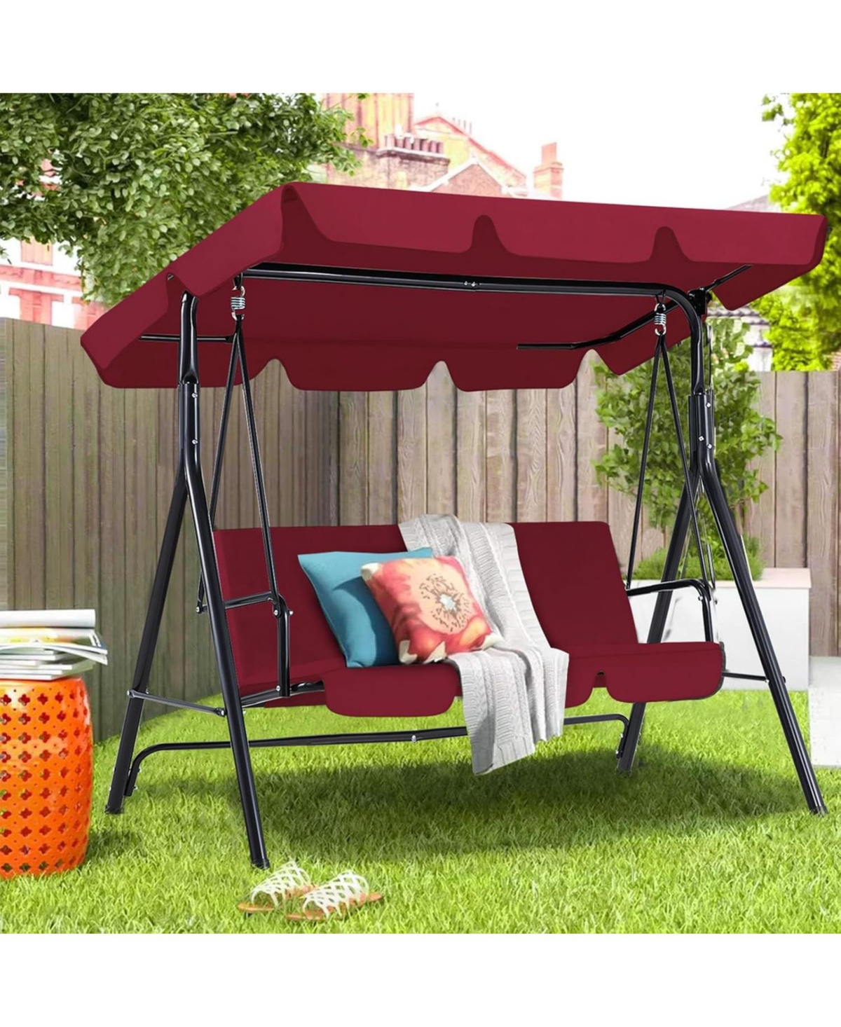 Click here for Aecojoy 3-Seat Outdoor Patio Swing Chair - Red prices