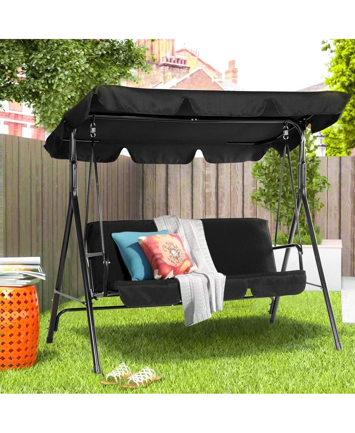 Click here for Aecojoy 3-Seat Outdoor Patio Swing Chair - Black prices