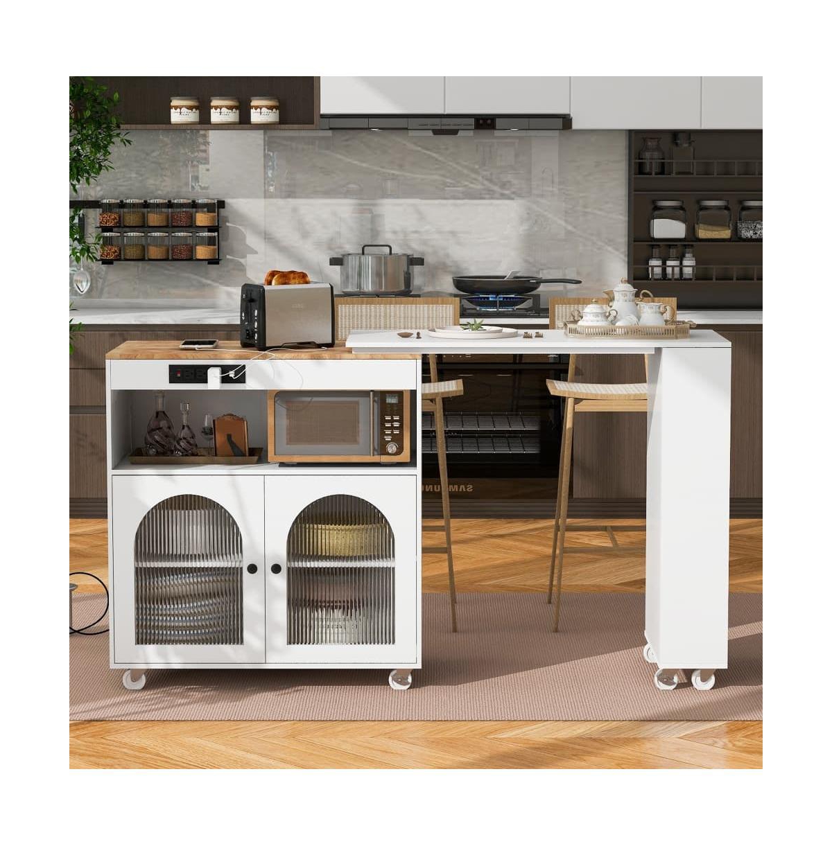 Click here for Maison Boucle Rolling Kitchen Island with Extendab... prices