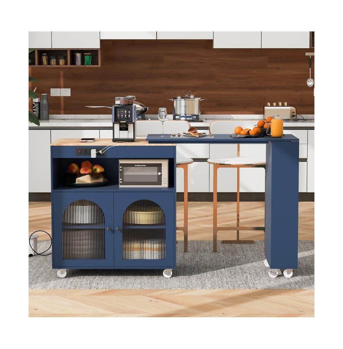 Click here for Maison Boucle Rolling Kitchen Island with Extendab... prices