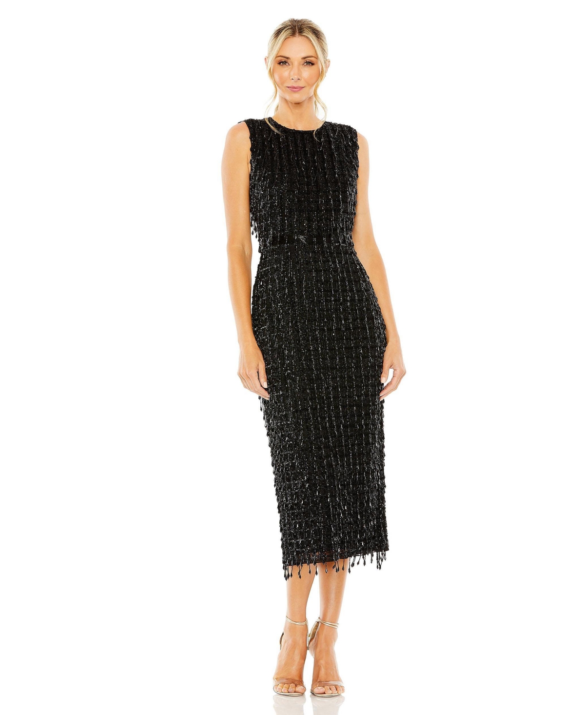 Click here for Mac Duggal Womens Sleeveless High Neck Beaded Midi... prices