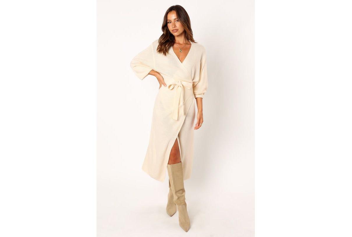 Click here for Petal and Pup Womens Nova Wrap Knit Midi Dress - T... prices