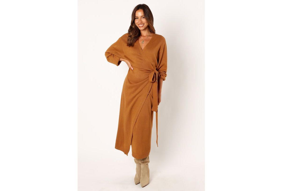 Click here for Petal and Pup Womens Nova Wrap Knit Midi Dress - C... prices