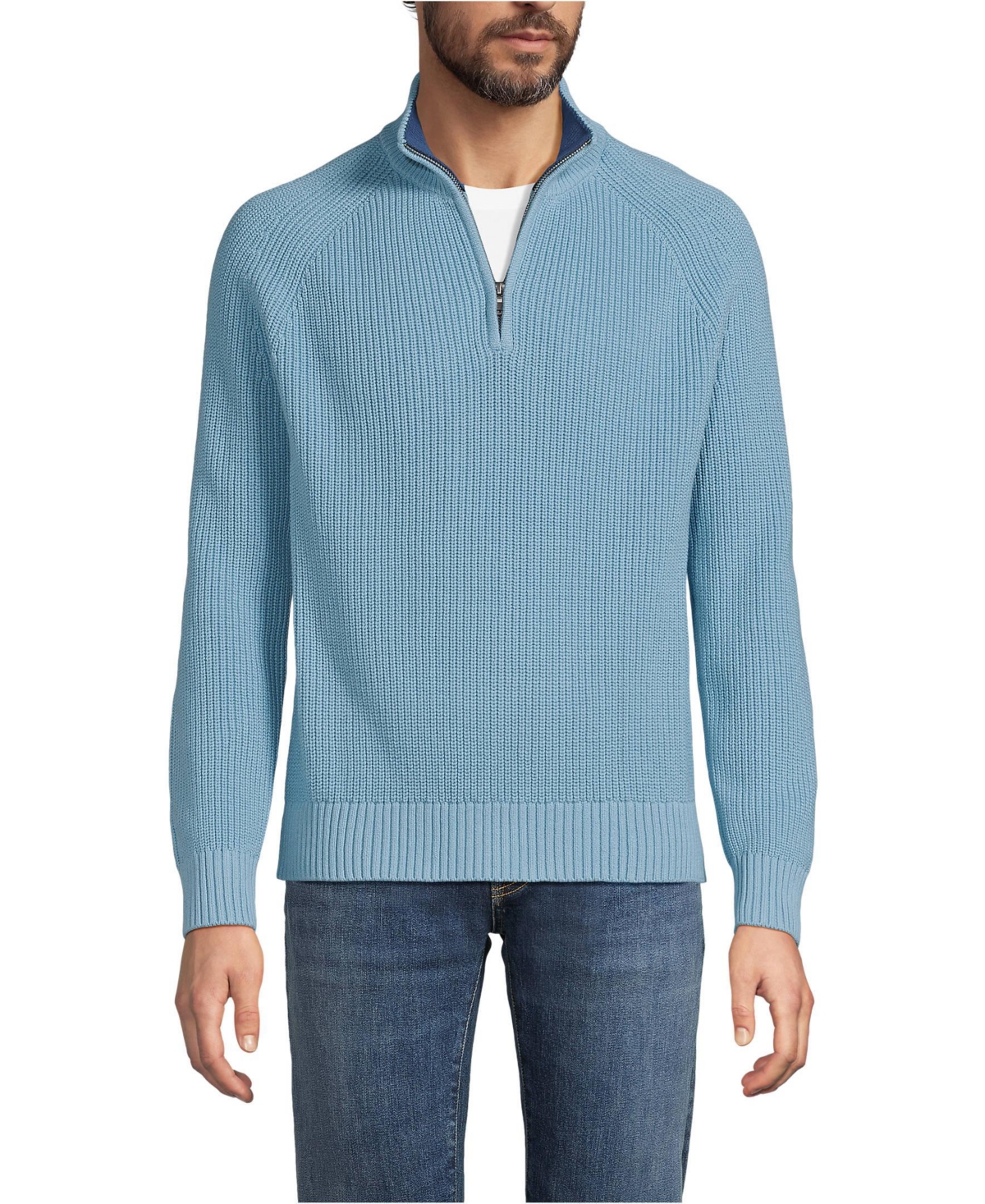 Click here for Lands End Mens Drifter Quarter Zip Sweater - Light... prices