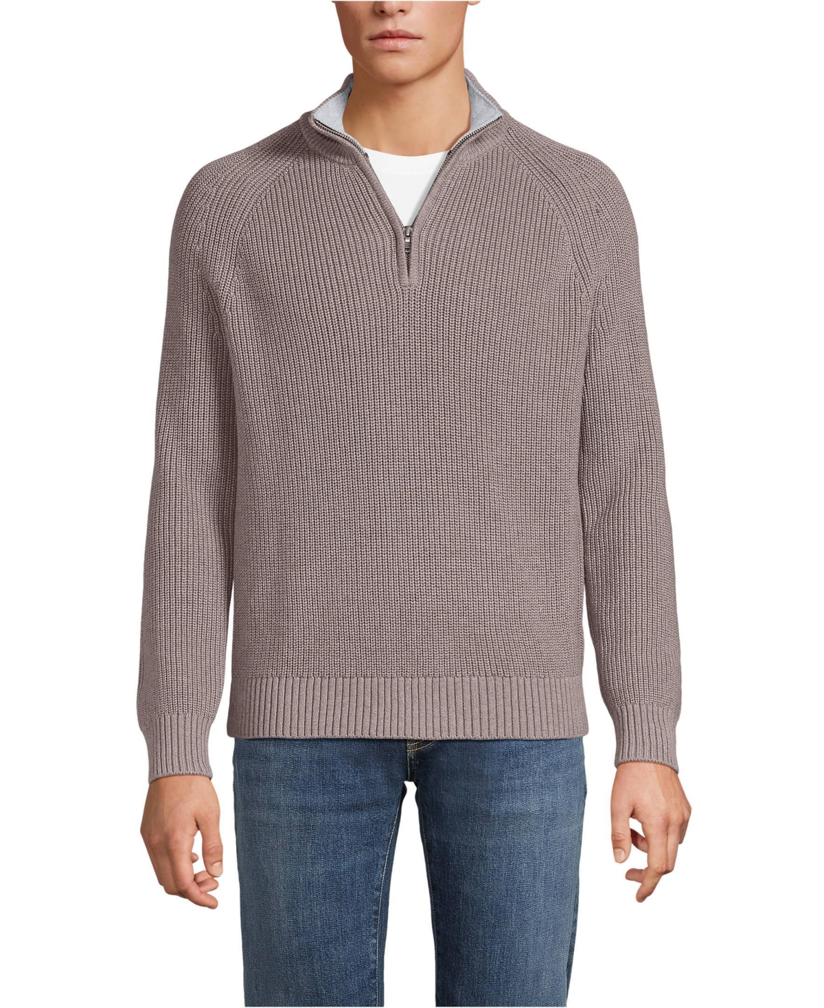 Click here for Lands End Mens Drifter Quarter Zip Sweater - Light... prices
