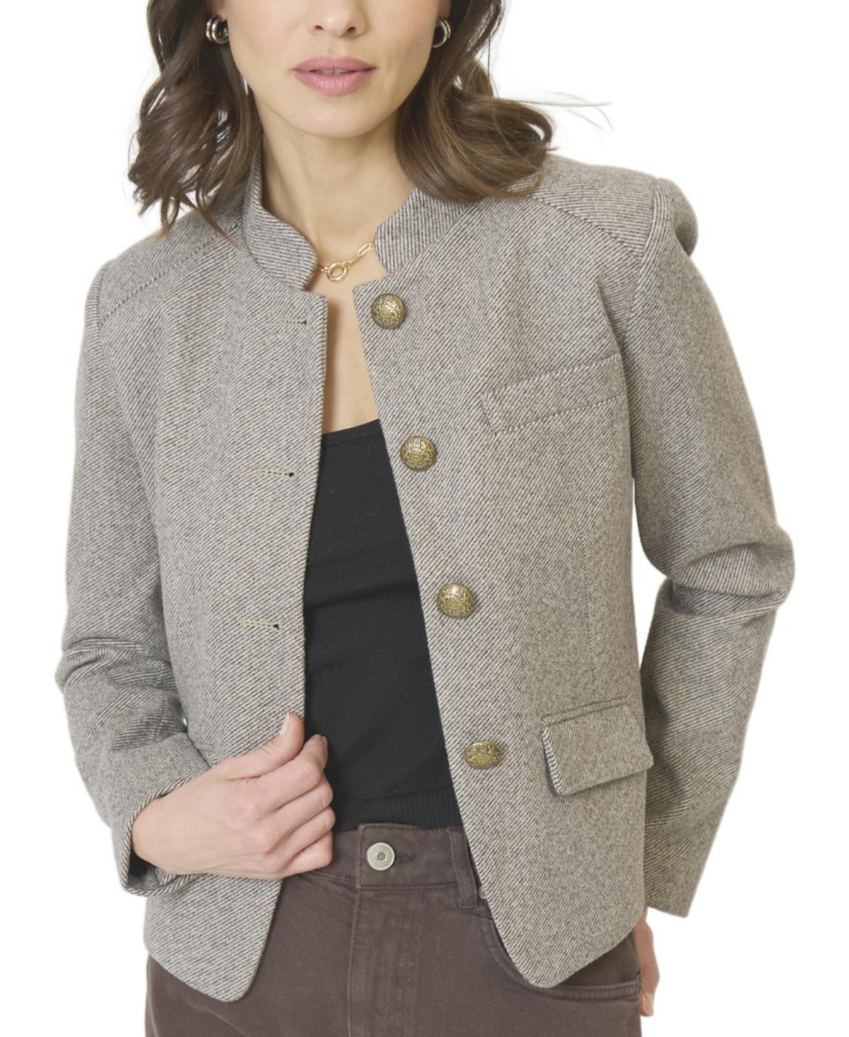 Click here for Central Park West Womens Halsey Mandarin Collar Ja... prices