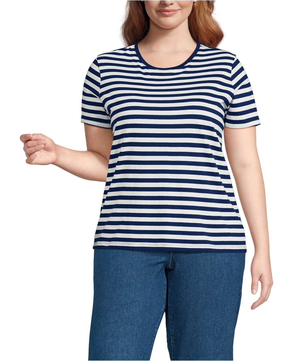 Click here for Lands End Plus Size Relaxed Supima Cotton Crew Nec... prices