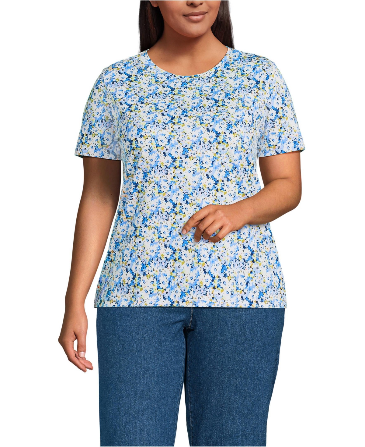 Click here for Lands End Plus Size Relaxed Supima Cotton Crew Nec... prices