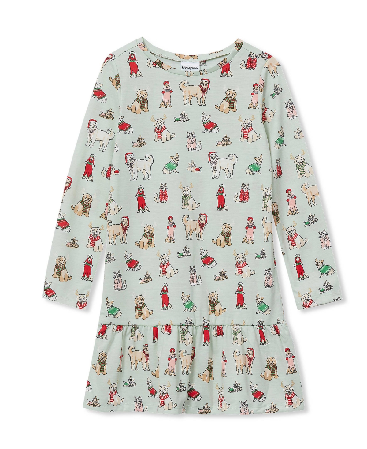 Click here for Lands End Girls Long Sleeve Jersey Nightgown - Icy... prices