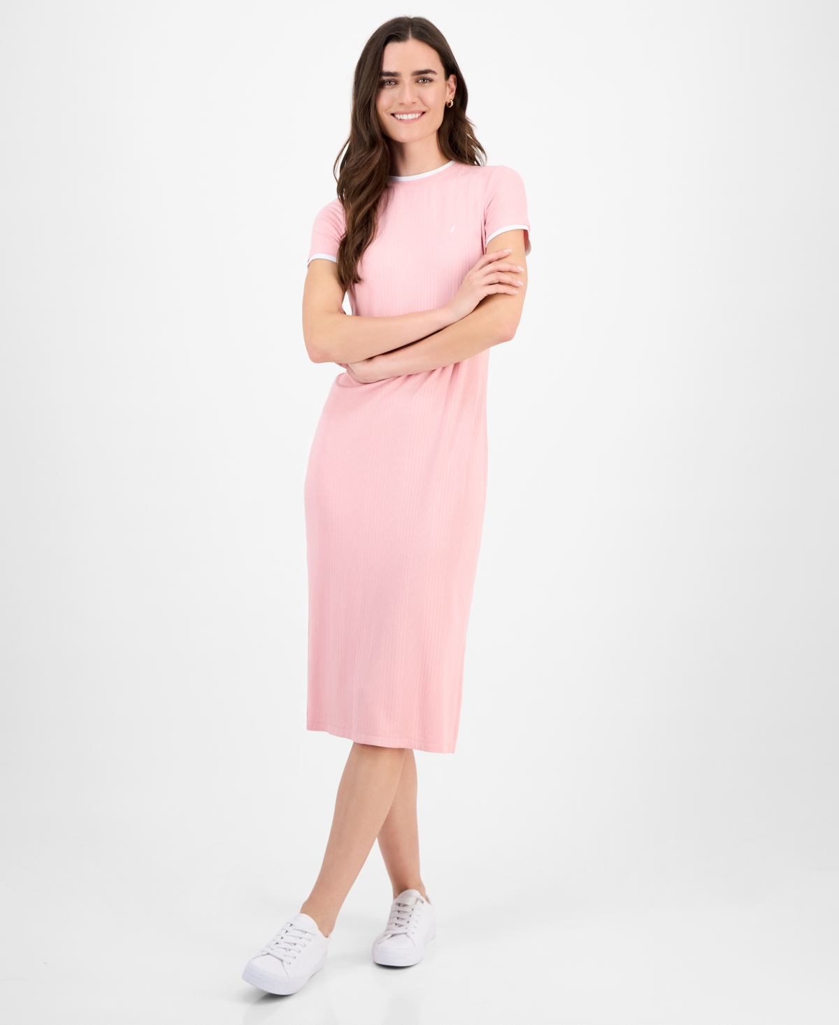 Click here for Nautica Jeans Womens Ribbed Midi Dress - Bridal Ro... prices