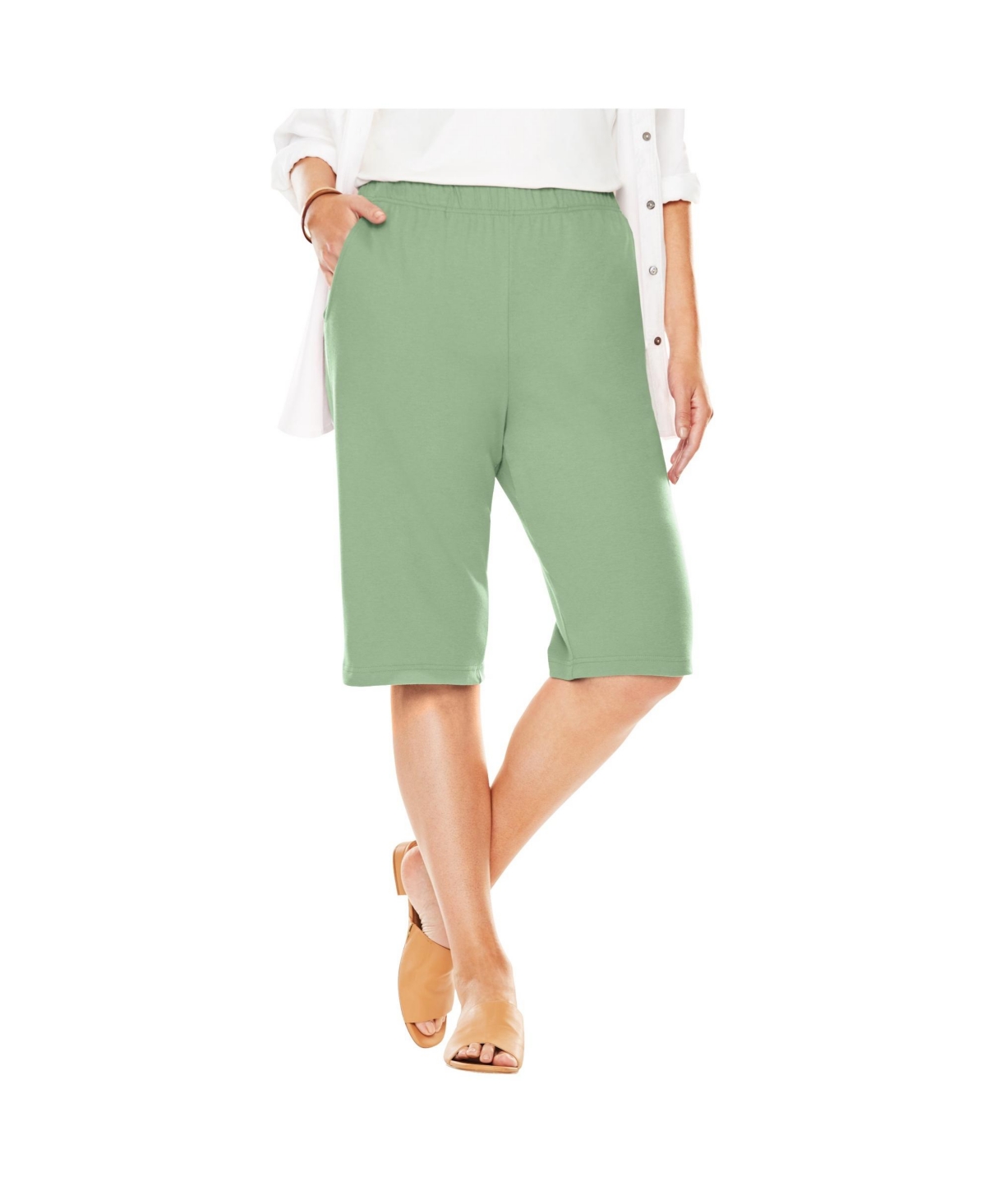 Click here for Woman Within Plus Size 7-Day Knit Bermuda Shorts -... prices