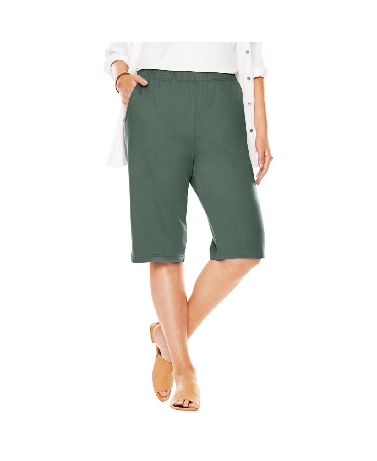 Click here for Woman Within Plus Size 7-Day Knit Bermuda Shorts -... prices