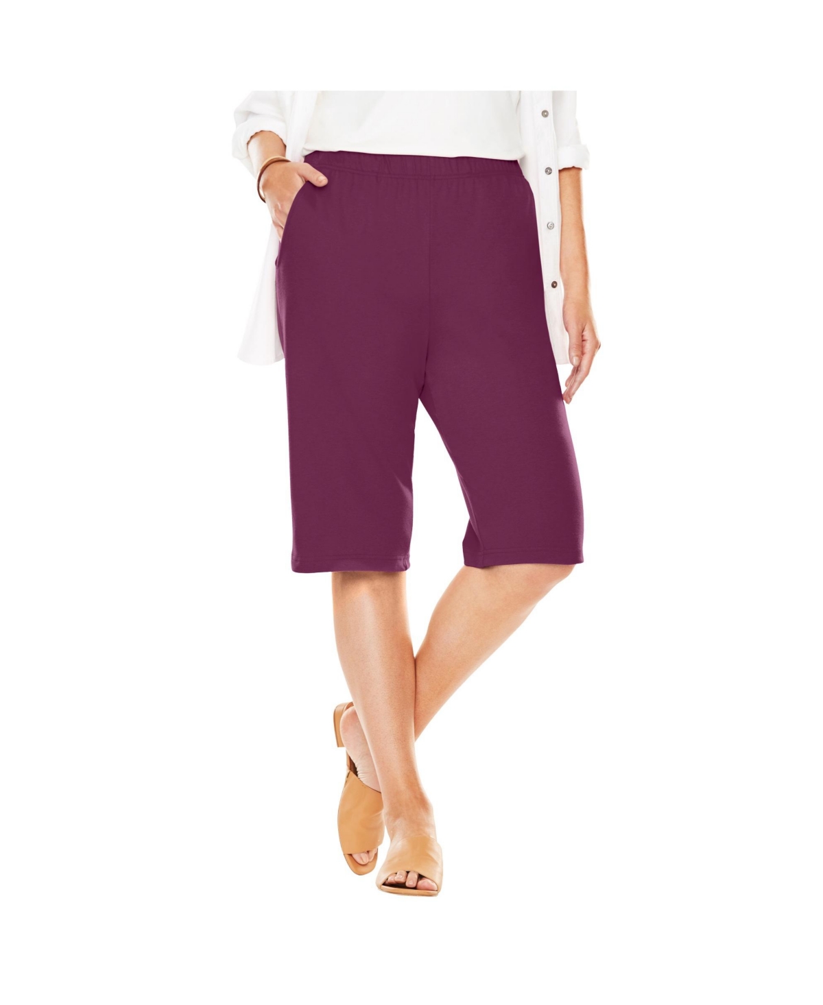 Click here for Woman Within Plus Size 7-Day Knit Bermuda Shorts -... prices