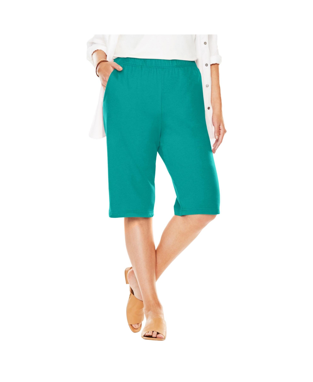 Click here for Woman Within Plus Size 7-Day Knit Bermuda Shorts -... prices