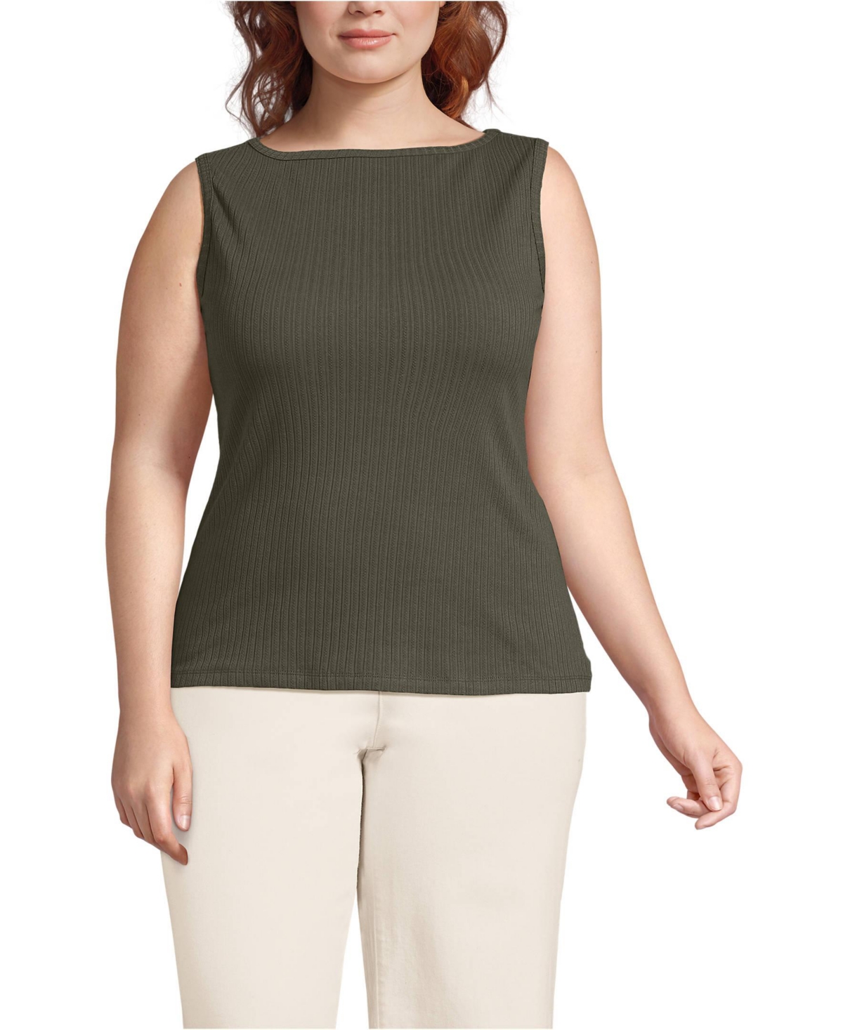 Click here for Lands End Womens Plus Size Sleeveless Pointelle Ri... prices