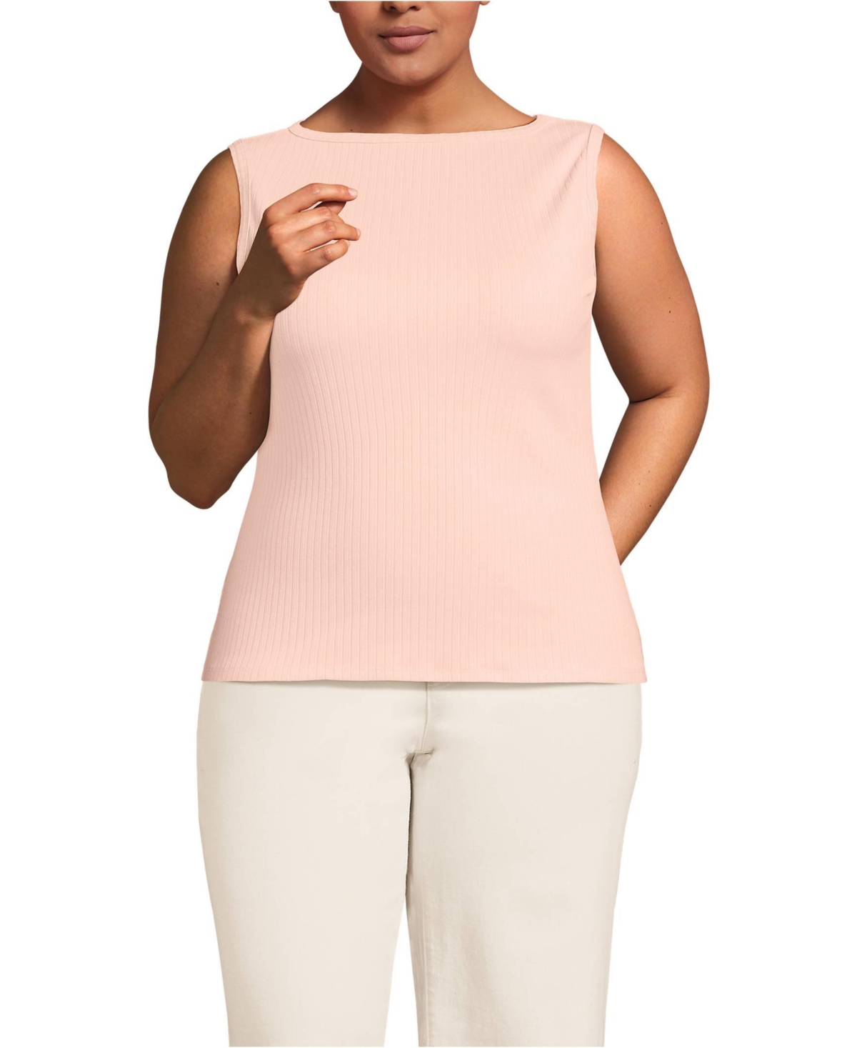 Click here for Lands End Womens Plus Size Sleeveless Pointelle Ri... prices
